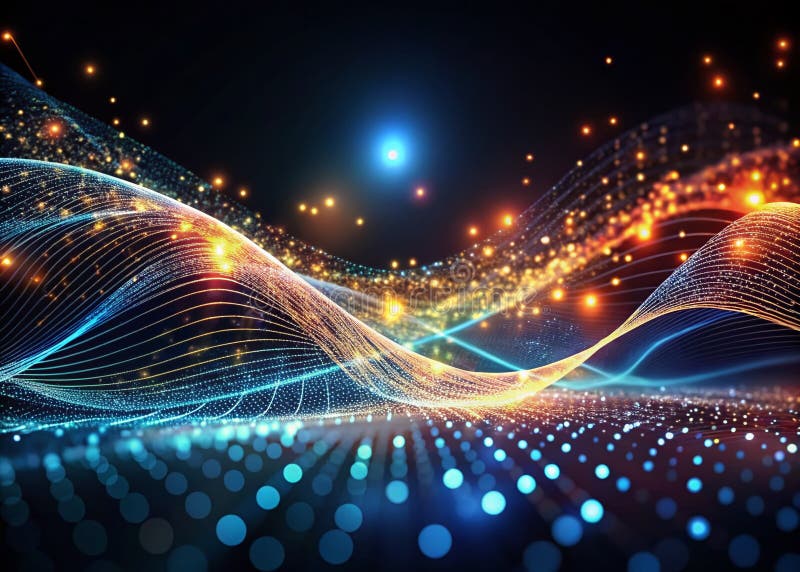 Dynamic Particle Flow a Futuristic Abstract Wave in LowLight Cyber ...