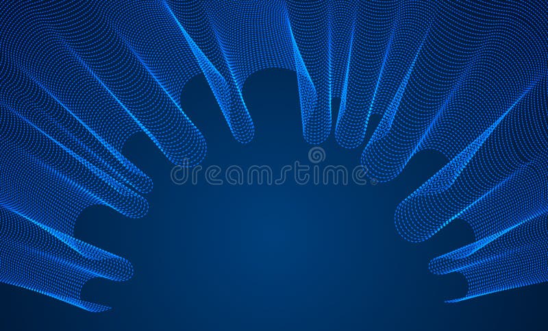 Dynamic Particles Sound Wave Flowing Frame. Dotted Curves Vector Abstract Background Stock ...