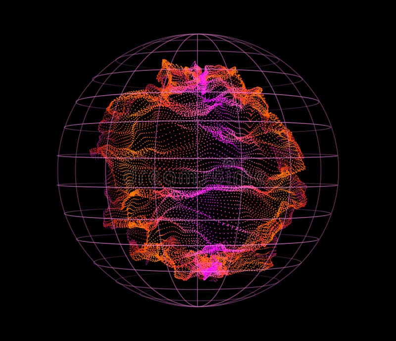 Dynamic Particles Wave from Nodes. 3d Sea Flow Stock Illustration ...