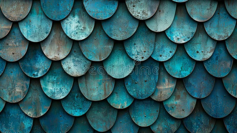 A Dynamic Pattern of Blue and Gold Ceramic Tiles that Resemble Fish ...