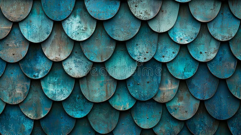 A Dynamic Pattern of Blue and Gold Ceramic Tiles that Resemble Fish ...