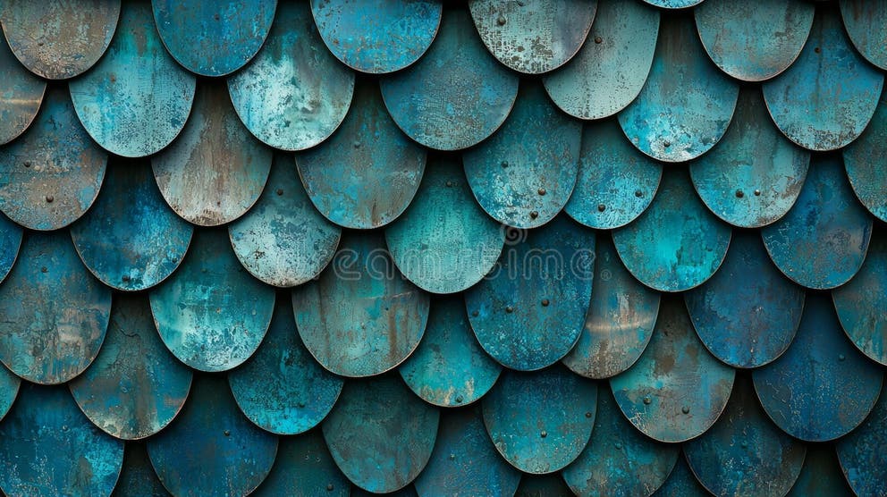 A Dynamic Pattern of Blue and Gold Ceramic Tiles that Resemble Fish ...