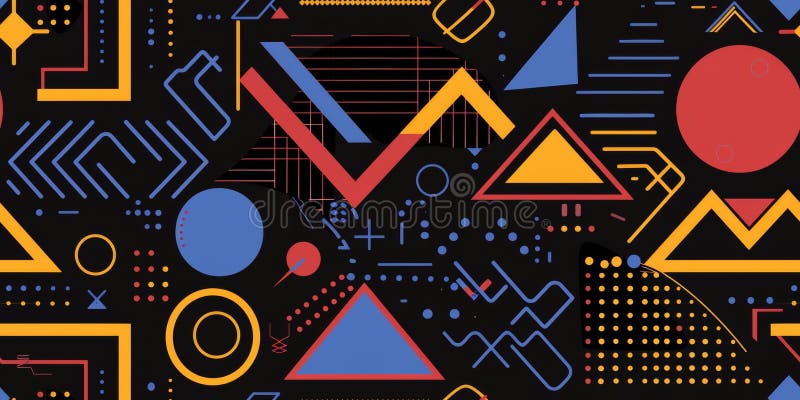 Dynamic Memphis Design with Neon and Geometric Elements Stock Photo ...