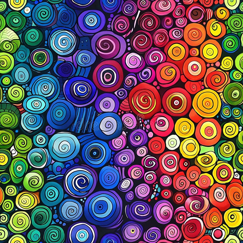 Rainbow Circle Spiral Seamless Tiles Stock Illustration - Illustration ...