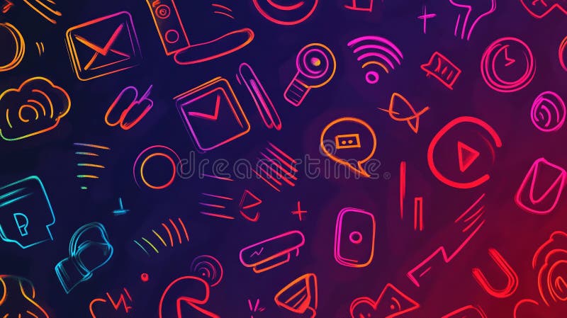 Dynamic Pattern of Communication Icons and Symbols with Modern Gradient ...