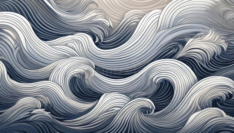 Stunning Seamless Pattern of White Waves, Showcasing a Turbulent Sea in Motion, Creating a ...