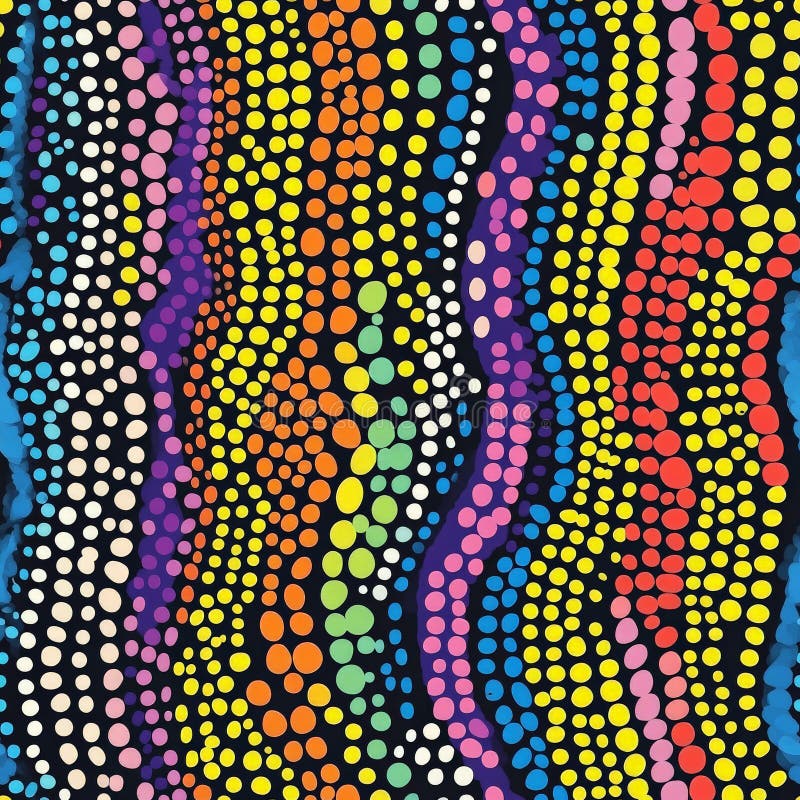A Dynamic Pattern of Rainbow-colored Dots in a Pop-art Style, with Bold ...