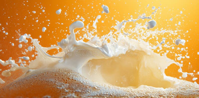 The Dynamic Patterns of a Milk Splash Stand Out Against an Orange ...
