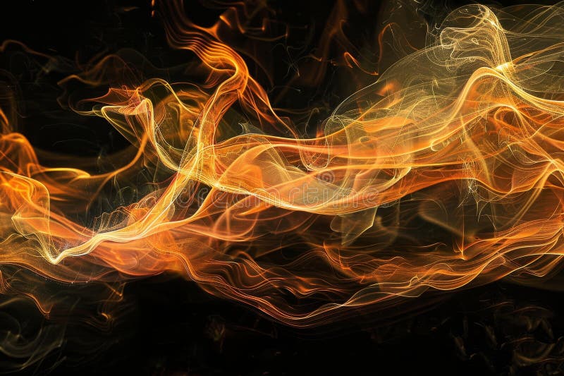 Dynamic Patterns of Orange and Yellow Flames Dance and Flicker on a ...