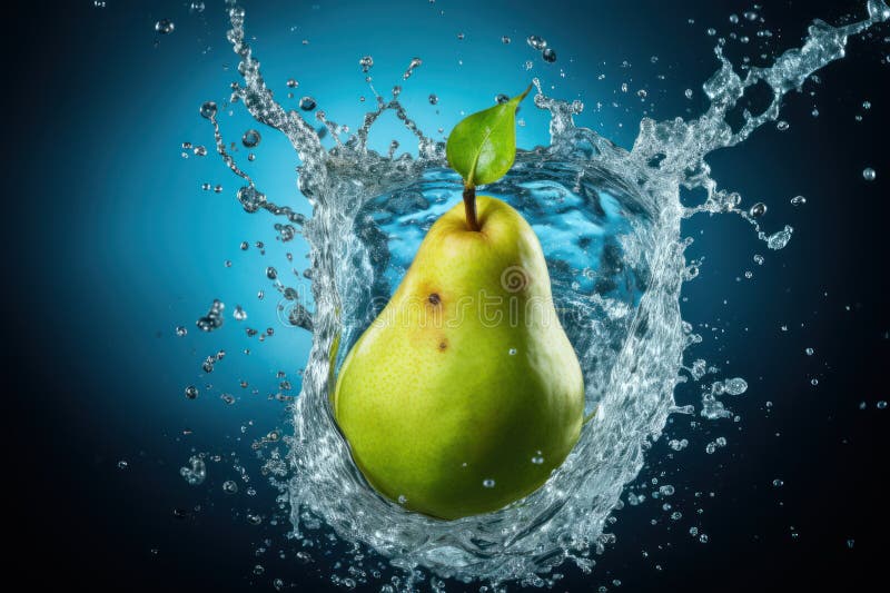Dynamic Pear Splash: Pear on a Dark Background with Water - Generative ...