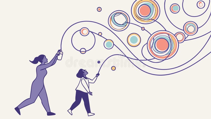 Dynamic People Catching Bubbles, Playful Interaction, Vector Design ...