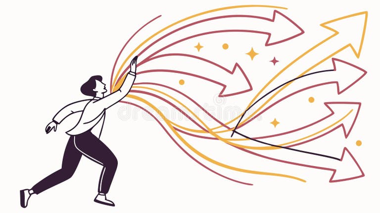 Dynamic Person with Flowing Arrows Vector, Direction and Progress ...