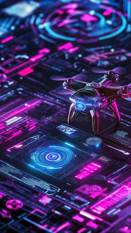 Futuristic Drone Controller with Vibrant Displays and Glowing Features ...