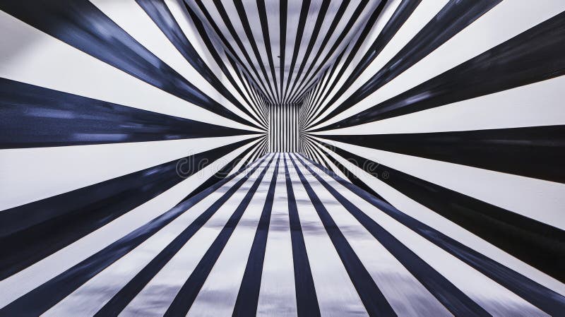Dynamic Perspective of Black and White Stripes Artistic Installation ...