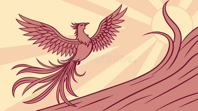 Dynamic Phoenix Soaring through Abstract Waves, Graceful Flight, Vector ...