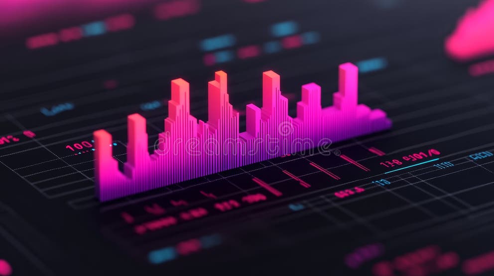 Dynamic Pink and Blue Graph Visualization on Dark Background, Data ...
