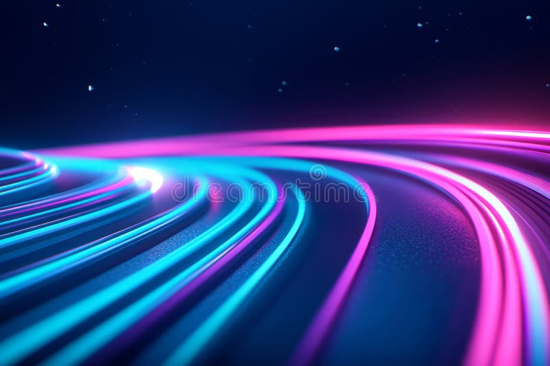 Dynamic Pink and Blue Neon Light Trails in Motion Stock Image - Image ...