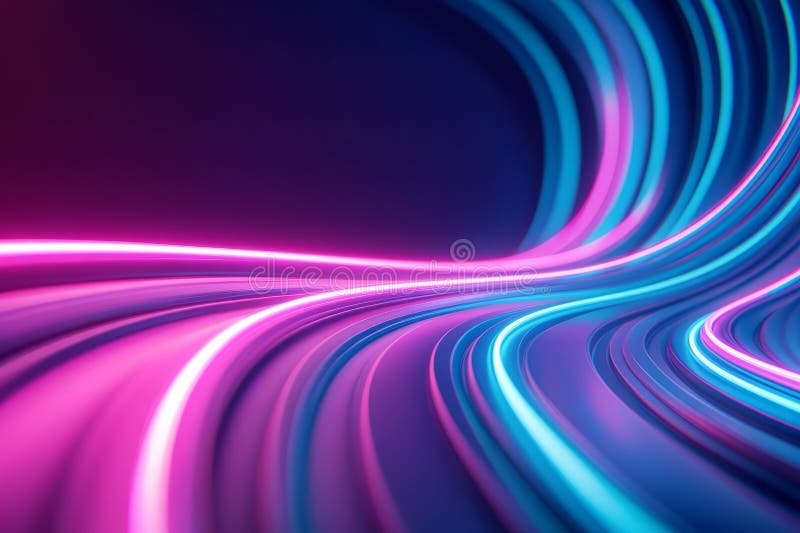 Dynamic Pink and Blue Neon Light Trails in Motion Stock Photo - Image ...