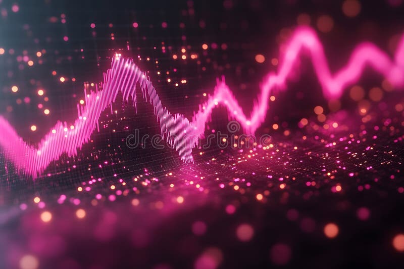 Vibrant Pink Financial Graph with Glowing Data Points for Business ...