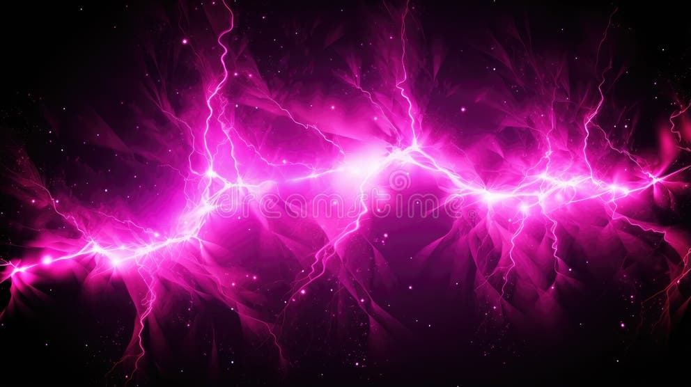 Dynamic Pink Lightning Strikes in Abstract Darkness Stock Illustration ...