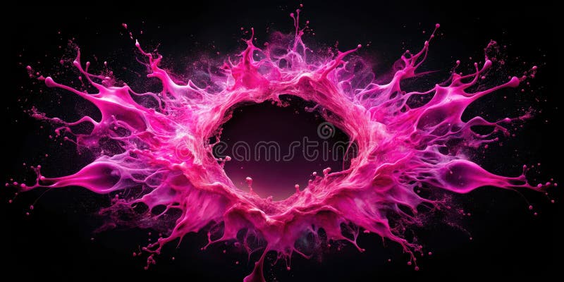 Dynamic Pink Liquid Explosion Forming a Circular Frame. Generative AI ...