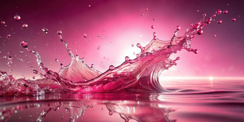 Dynamic Pink Liquid Splashing and Creating a Stunning Wave. Generative ...