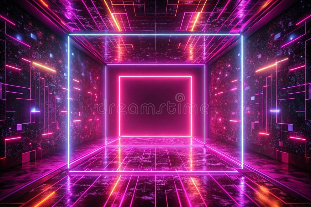 Dynamic Pink Neon Rectangle Frame a Futuristic Animated Loop Background ...
