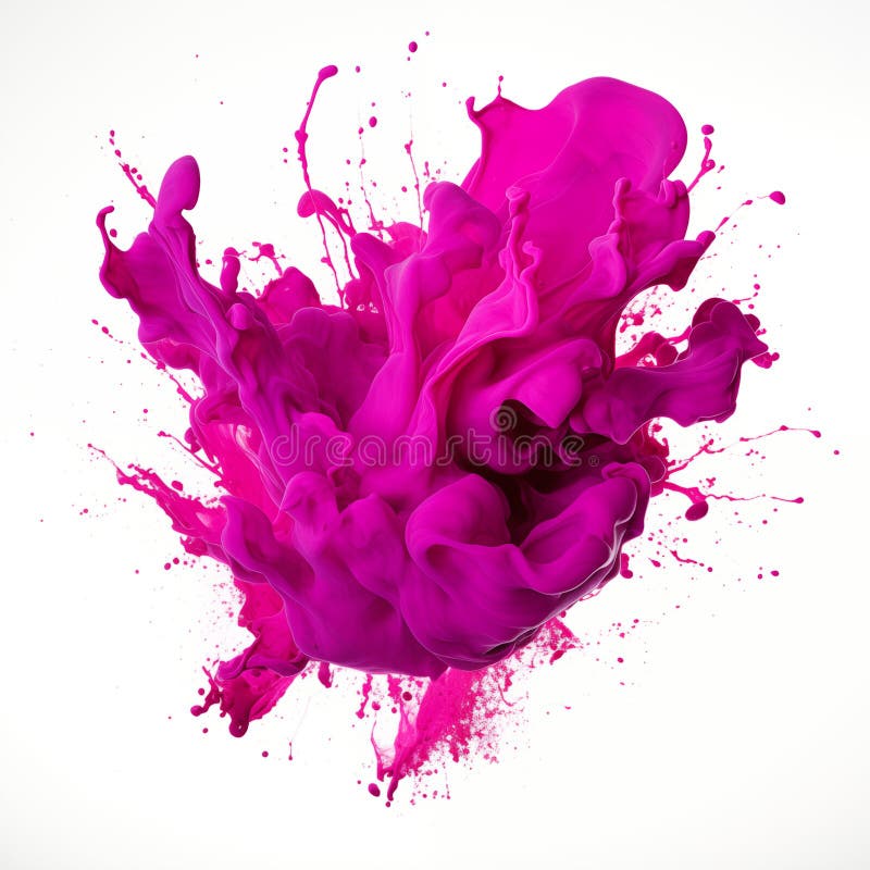 Dynamic Pink Paint Splash in Mid-Air on a White Background Stock ...