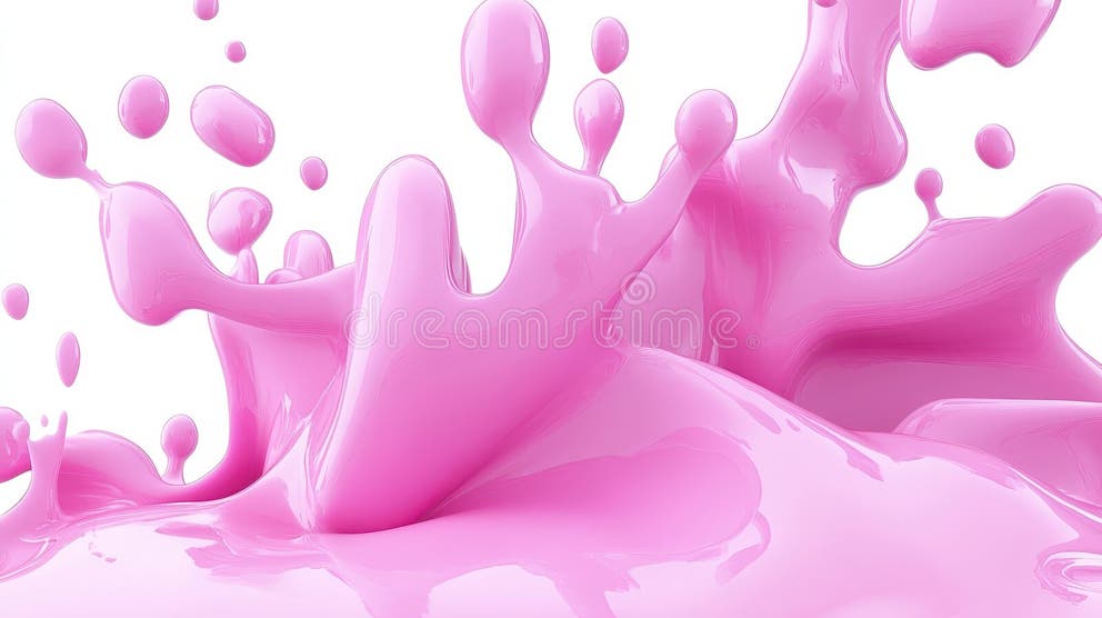 Dynamic Pink Paint Splashes on a Clean White Background, an Abstract ...