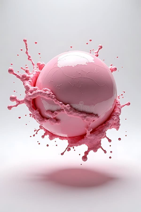 Dynamic Pink Splashing Sphere Studio Digital Art Minimalist Close-up ...