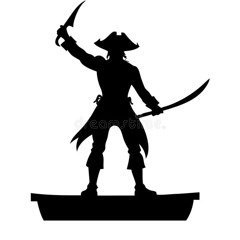 Dynamic Pirate Silhouette Holding Cutlass on Ship Deck for Adventure ...