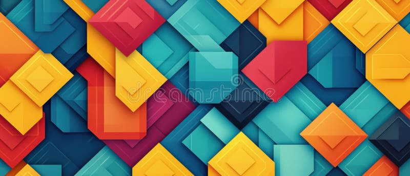 Dynamic Pixel Art Composition Featuring a Colorful Array of Geometric ...
