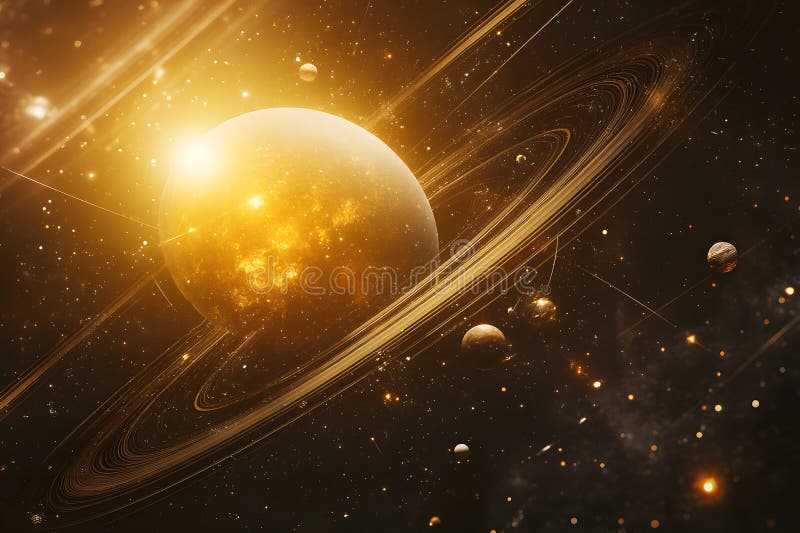 Dynamic Planetary Orbit Illustration with Central Sun and Cosmic ...