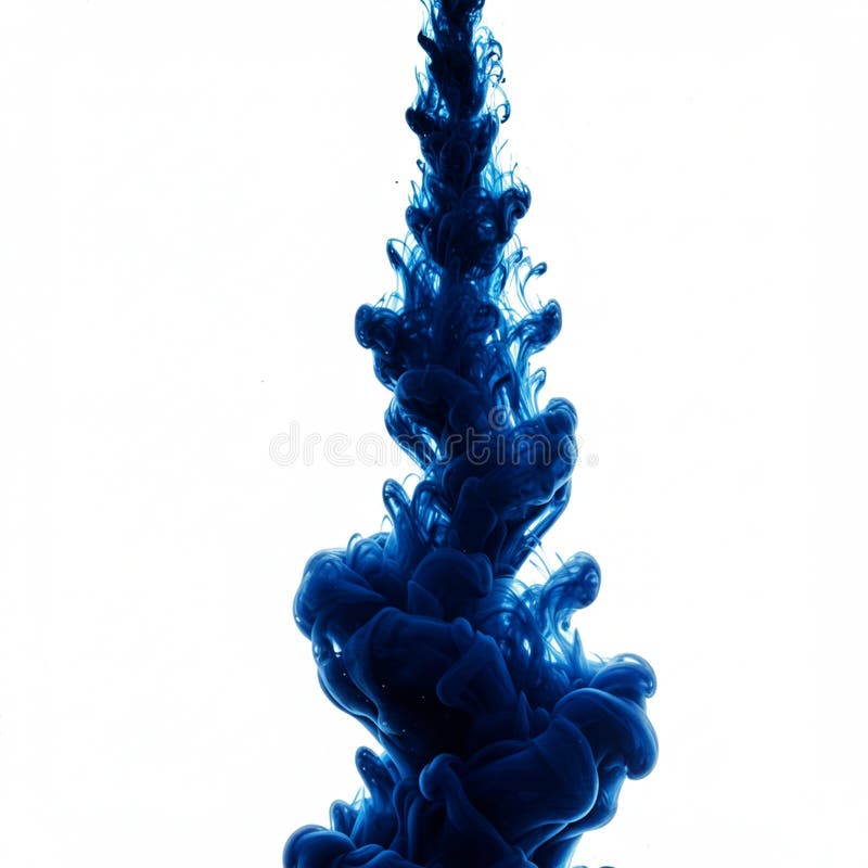 A Dynamic Plume of Deep Blue Ink Disperses in Water Against a White ...