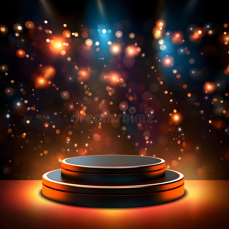 Dynamic Podium with Illumination and Stage Lights - Creative Background ...