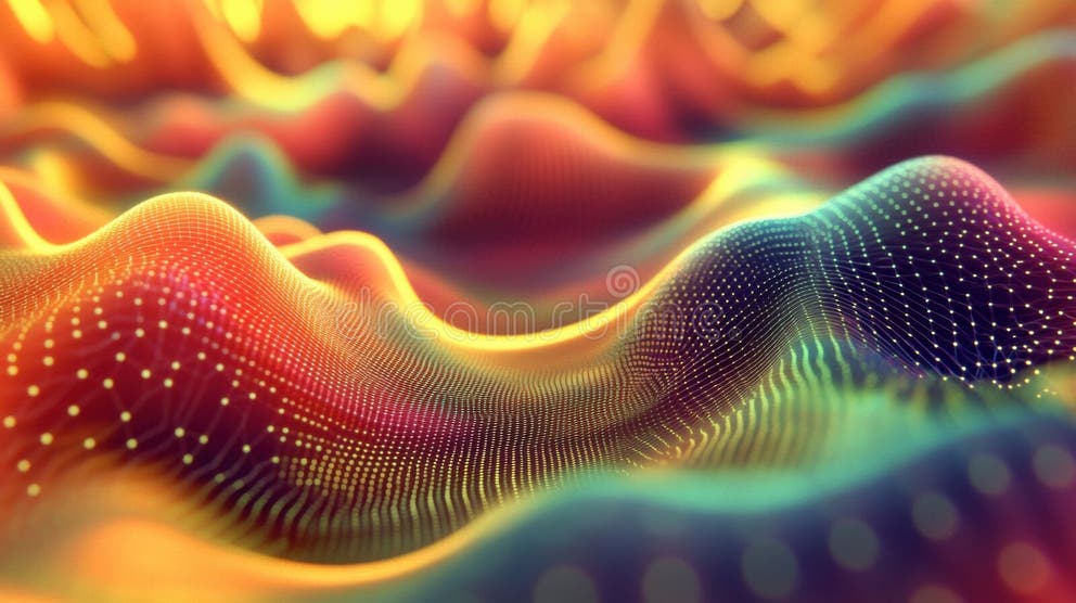 Dynamic Point Wave Visualizing Futuristic Technology in 3D Format Stock ...