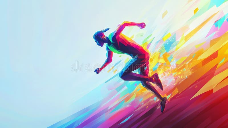 Dynamic Polygonal Runner Illustration Vibrant Athlete on Abstract ...