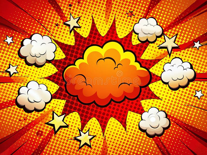 Dynamic Pop Art Background Red and Yellow Comic Book Style with ...