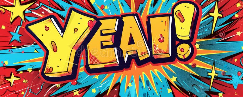 Dynamic Pop-art Banner with the Word YEAH in Bold Comic Style Stock ...