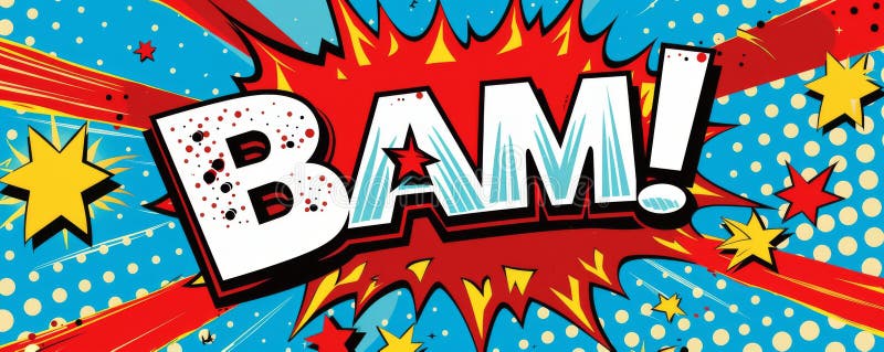 Dynamic Pop-art Design with the Word BAM in Bold Text and Vibrant Comic ...