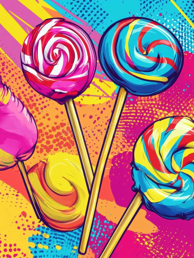 Dynamic Pop-art Display Featuring Oversized Colorful Lollipops and ...