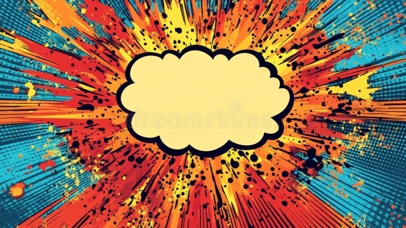 Dynamic Pop Art Explosion Background with Speech Bubble Stock Image ...