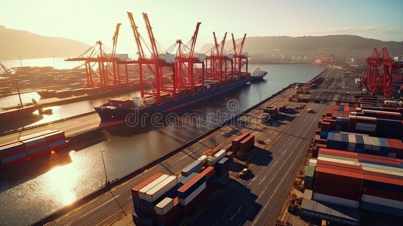 Dynamic Port with Busy Container Terminals Stock Photo - Image of ...