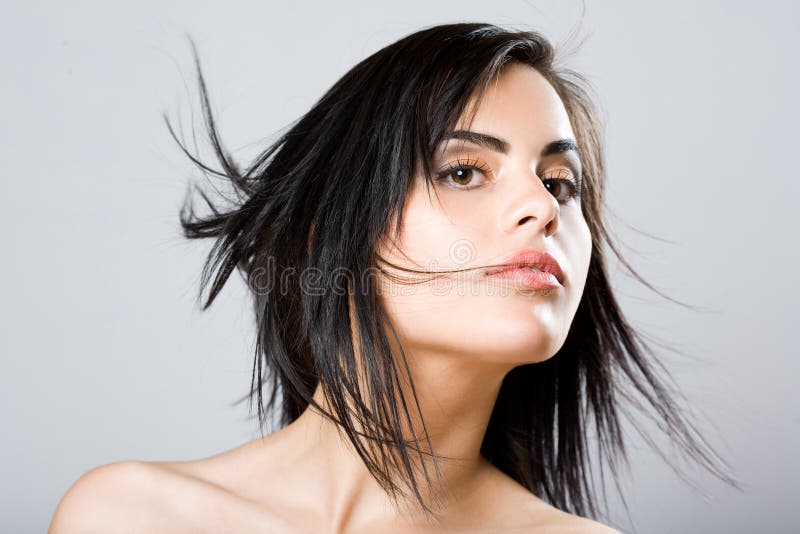 Dynamic Portrait of Gorgeous Young Brunette. Stock Image - Image of ...