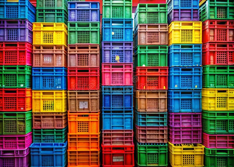 Dynamic Portrait Photography Backdrop Colorful Plastic Crate Stack for ...