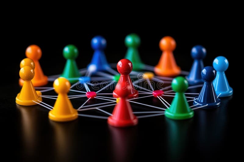 Dynamic Portrayal of a Team Connected by Vibrant Lines, Illustrating ...