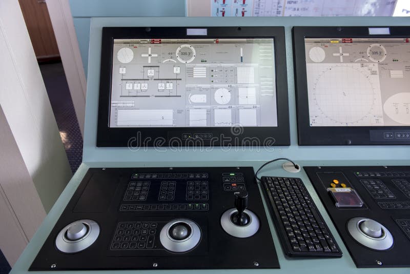 Dynamic Position Control Panel on Ship Tanker. Stock Image - Image of ...