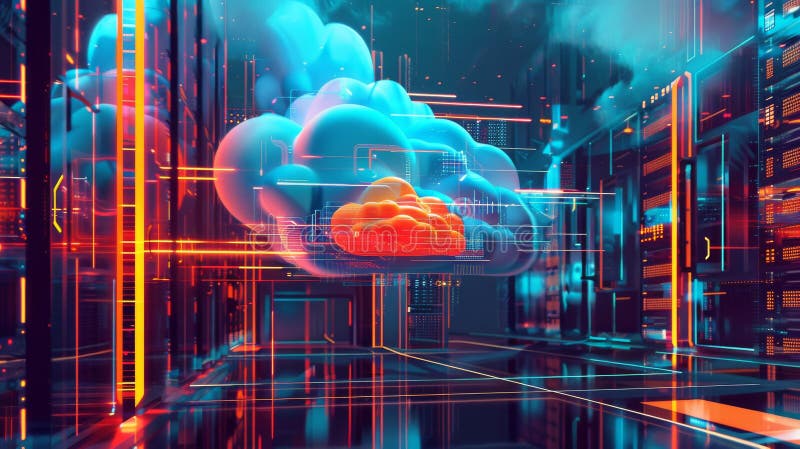 Dynamic Poster Design Showcasing Eye-catching Cloud Server Stock ...