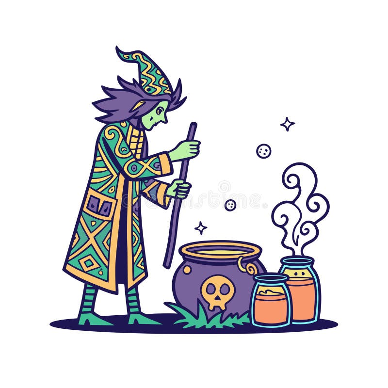 Dynamic Potion Master Character Illustration Stock Vector ...