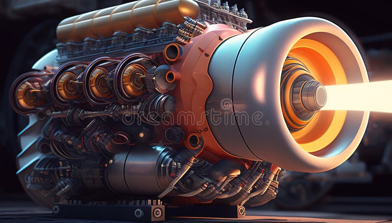 Dynamic and Powerful Illustration of a Turbocharged Engine Stock ...